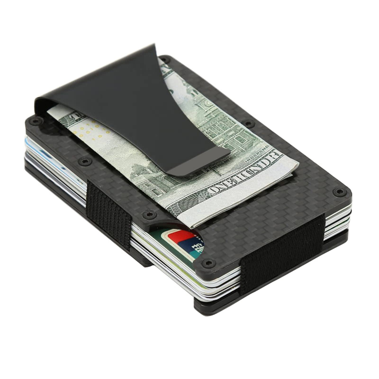 Yunnyp Minimalist Wallet for Men Carbon Fiber Wallet RFID Blocking Aluminum Slim Cash Credit Card Holder