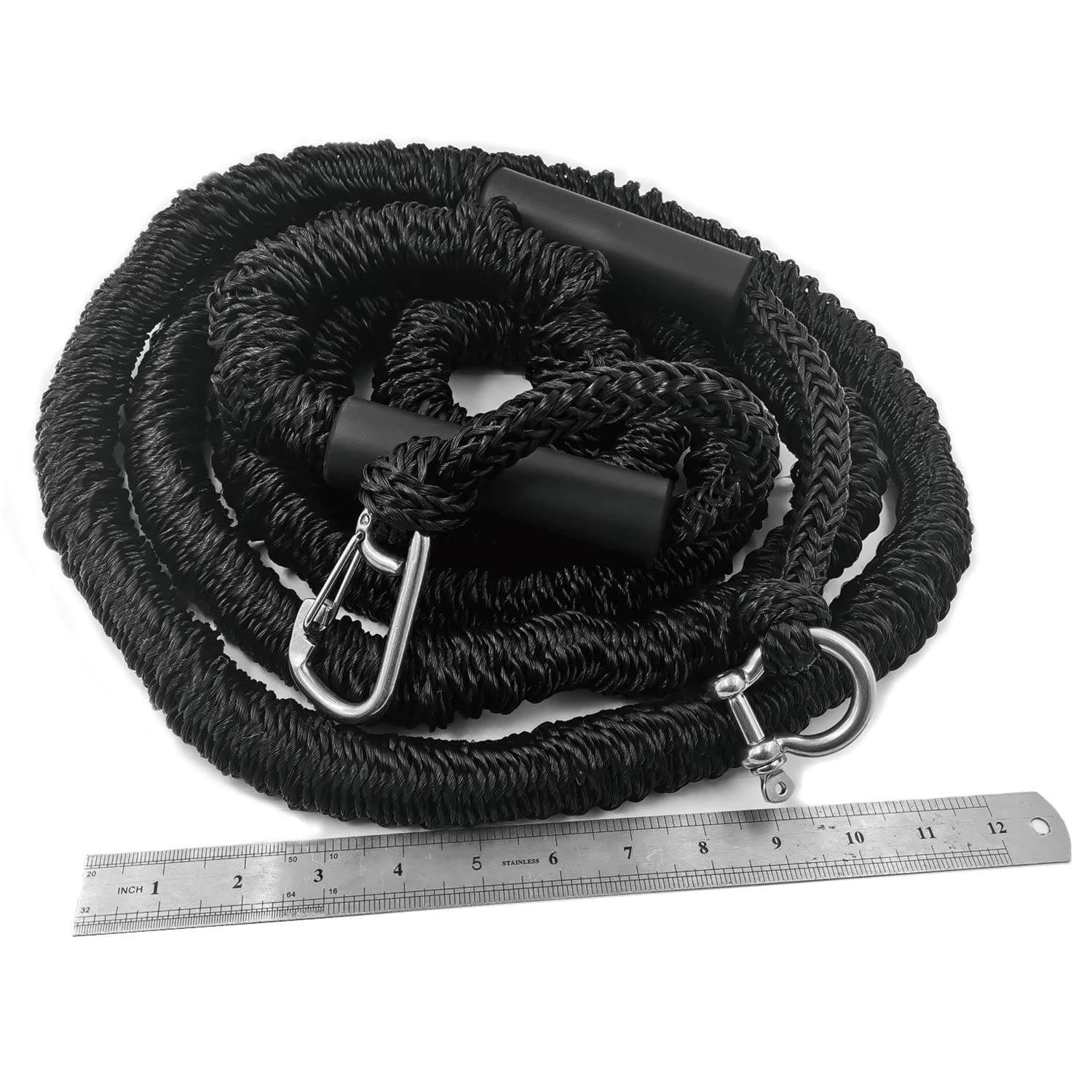 SHENGHUISS Boat Bungee Dock Lines-Elastic Anchoring Rope Prevents Anchor Form Dislocating,Keeps Your Boat,Jet Ski and PWC Safely Tethered Near Beach & Sandbar,Storage Bag+SS316 Snap Hook & D Ring