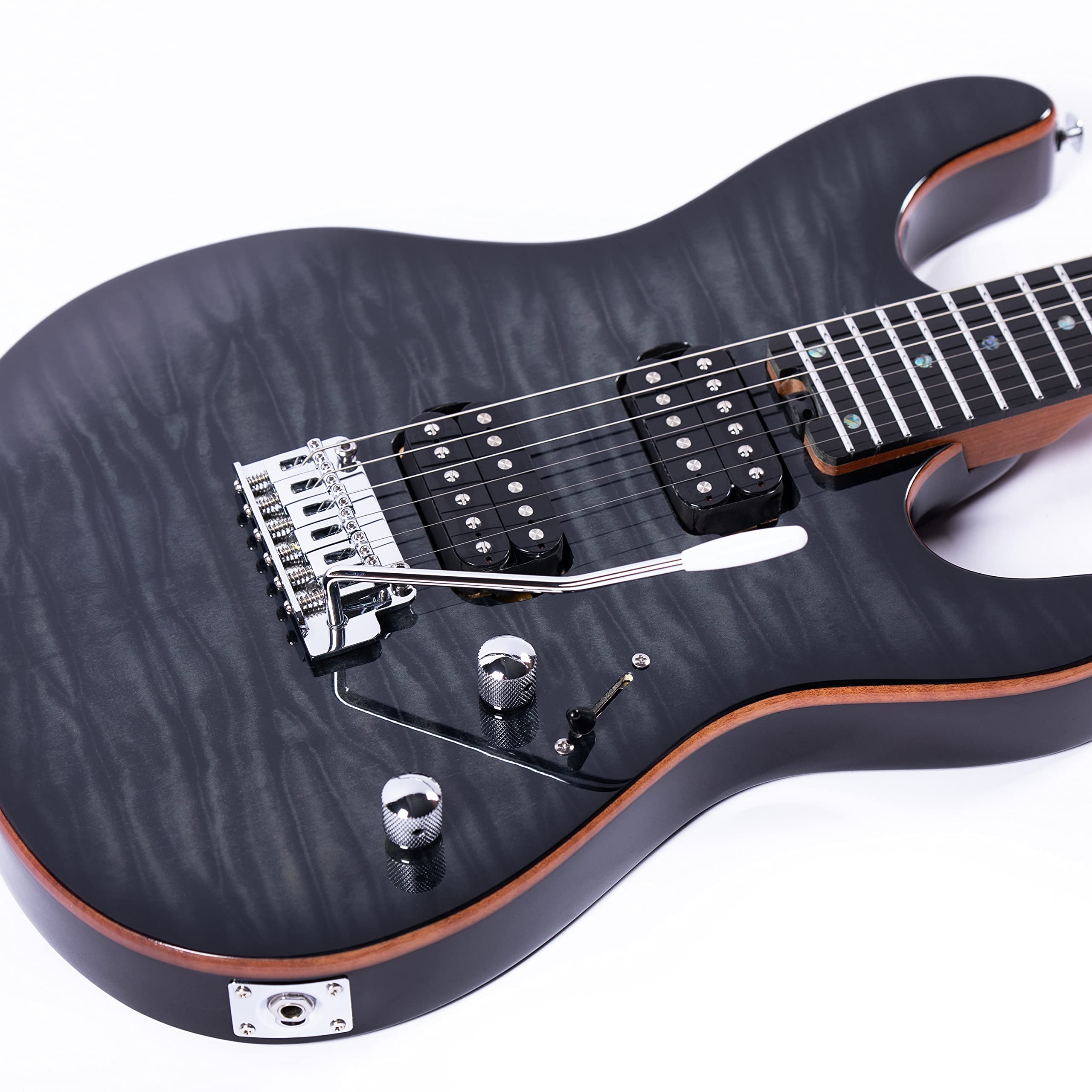 Volgoa VSR-1 Electric Guitar with Mahogany Solid Body,Roasted Maple Neck, and Rosewood Fingerboard 6 String Guitar (Black-Synthetic Veneer)