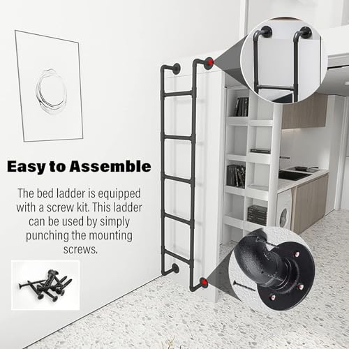 ZSPINJIA Basement Escape Ladder β Fire Ladders for Egress Basement Window Well Covers Outside,Small Ladder for Fire Emergency Home Safety,Ladder for Egress Window Wrought Iron,Loads 330lbs
