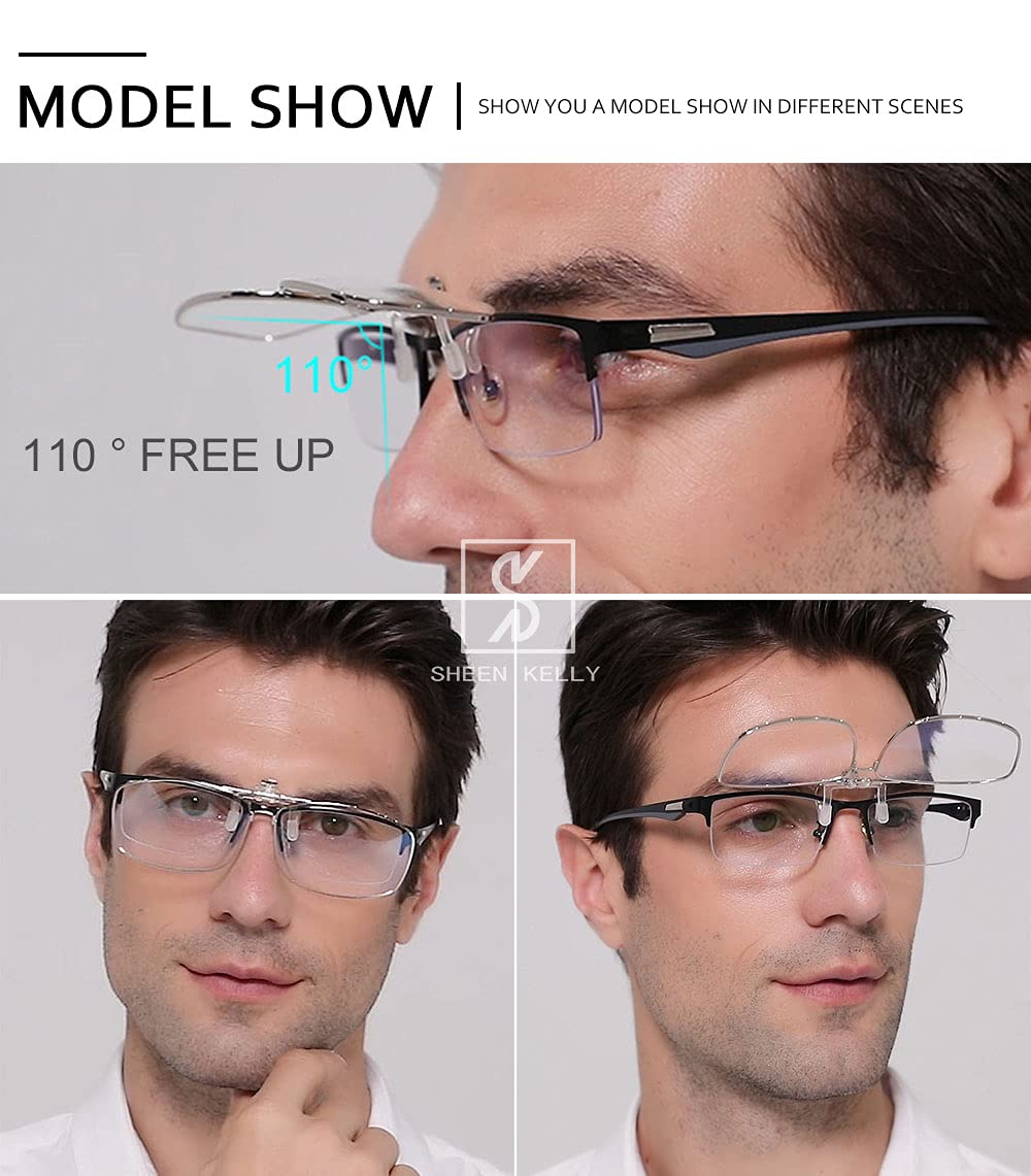 SHEEN KELLY Blue Light Blocking Computer Lens Anti Blue Light Clips Anti Eye Strain UV Reading Glass Unisex (Men/Women) (clear)