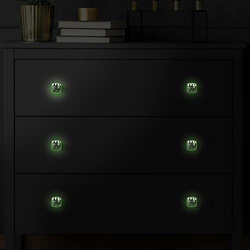 MUOOUM 4 Pack Cabinet Knobs Movie Cinema Lapper Board Drawer Knobs Square Glass Knobs Dresser Pulls Hardware Cupboard Wardrobe Handles for Kitchen, Glowing in The Dark