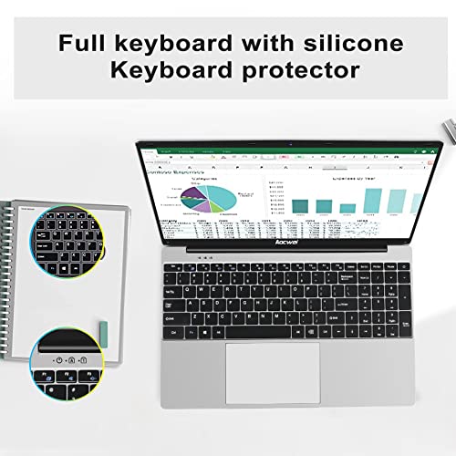Ruzava/Aocwei 15.6" Laptop 6GB DDR4 128GB SSD Intel J4105 (Up to 2.5Ghz) 4-Core Win 10 PC 1920x1080 FHD Dual WiFi BT 4.2 Support 1TB SSD Expand with Wireless Mouse for Business-Silver
