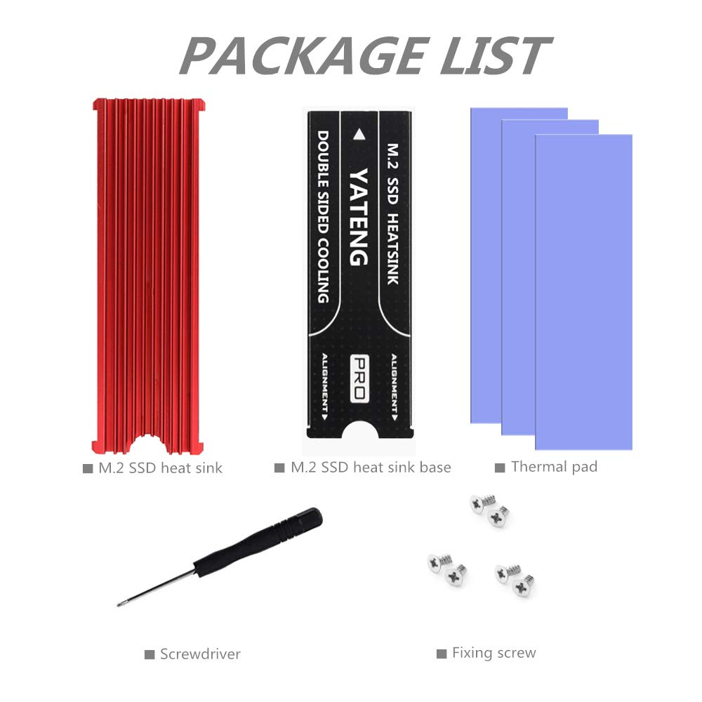 NVMe Heatsinks for M.2 2280mm SSD Double-Sided Cooling Design(red)