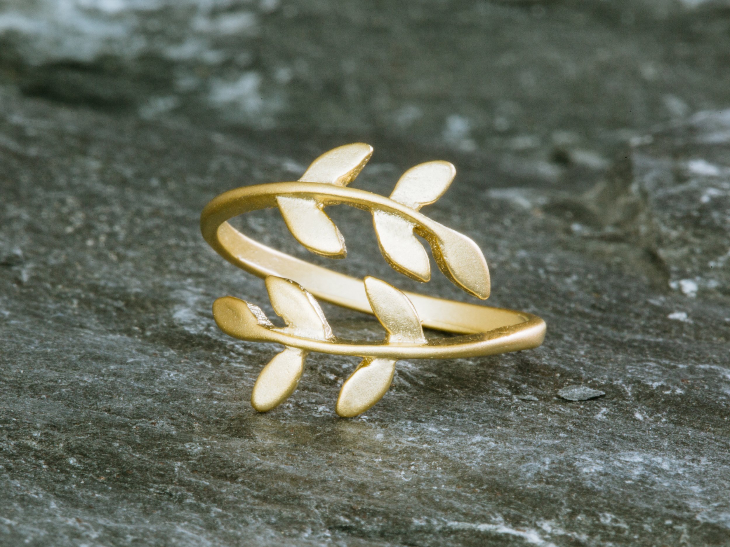 ONDAISY 14K Matte Gold Plated Bff Best Friends Bohemian Boho Jewelry Tree Flower Leaves Laurel Leaf Knuckle Toe Adjustable Band Ring
