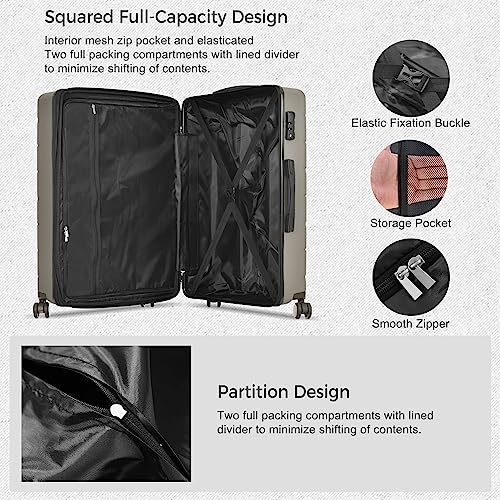 Merax 3 Pcs Expandable ABS Hardshell Luggage Sets with Spinner Wheel Suitcase TSA Lock Suit Case, Gray, (20/24/28)