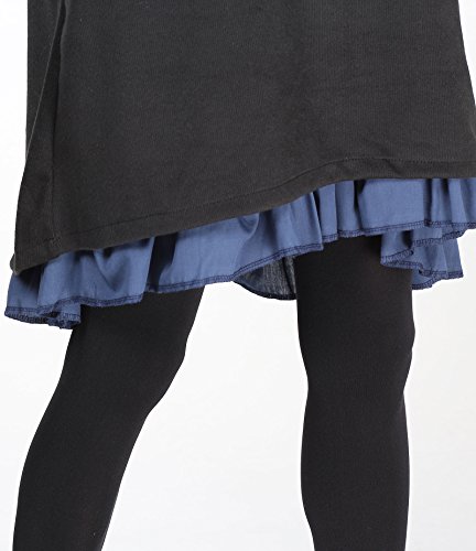 Mordenmiss Women's Flared Layers Dress Hi-Low Ruffle Hem Tunic Top M Black