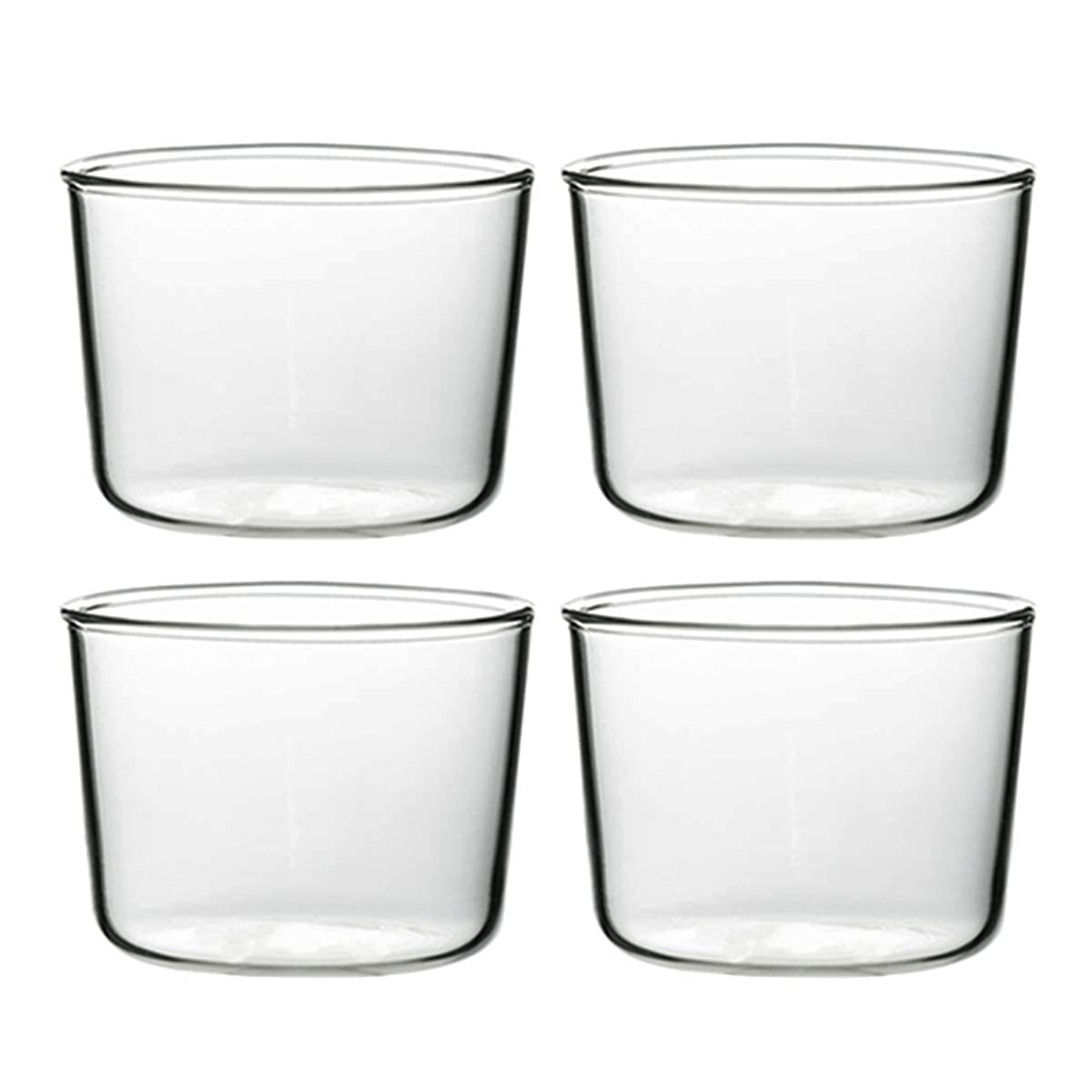 Sizikato 4pcs Clear Glass Dessert Cup, 7 Oz Custard Cup, Pudding Cup, Oven Safe