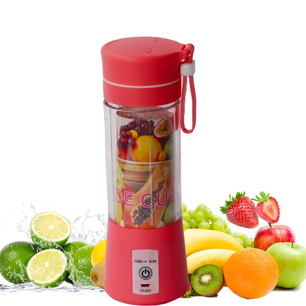 Portable Blender-Fruit & Vegetable Juicer-For Travel Sports Kitchen-380Ml With 6 Blades-WENPIC Food Mixer-For Shakes And Smoothies，Juice, Baby Food, Etc. (Pink)