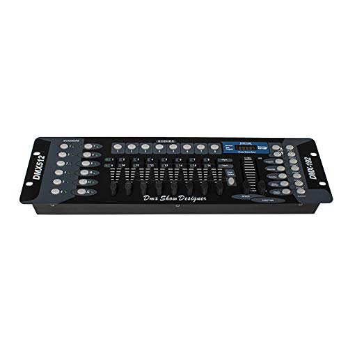 SHEHDS 192 DMX 512 Rectangular Electric Light Controller, LCD Display, 192 Groups, 16 Channels, 30 Banks, 8 Faders, 3-Pin Cable, 1 Year Replacement