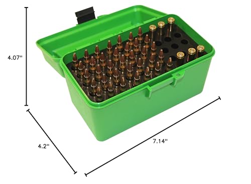 MTM H50-RM Deluxe 50-Round Rifle Ammo Box 220 Swift 22-250 243 308 Win, Green