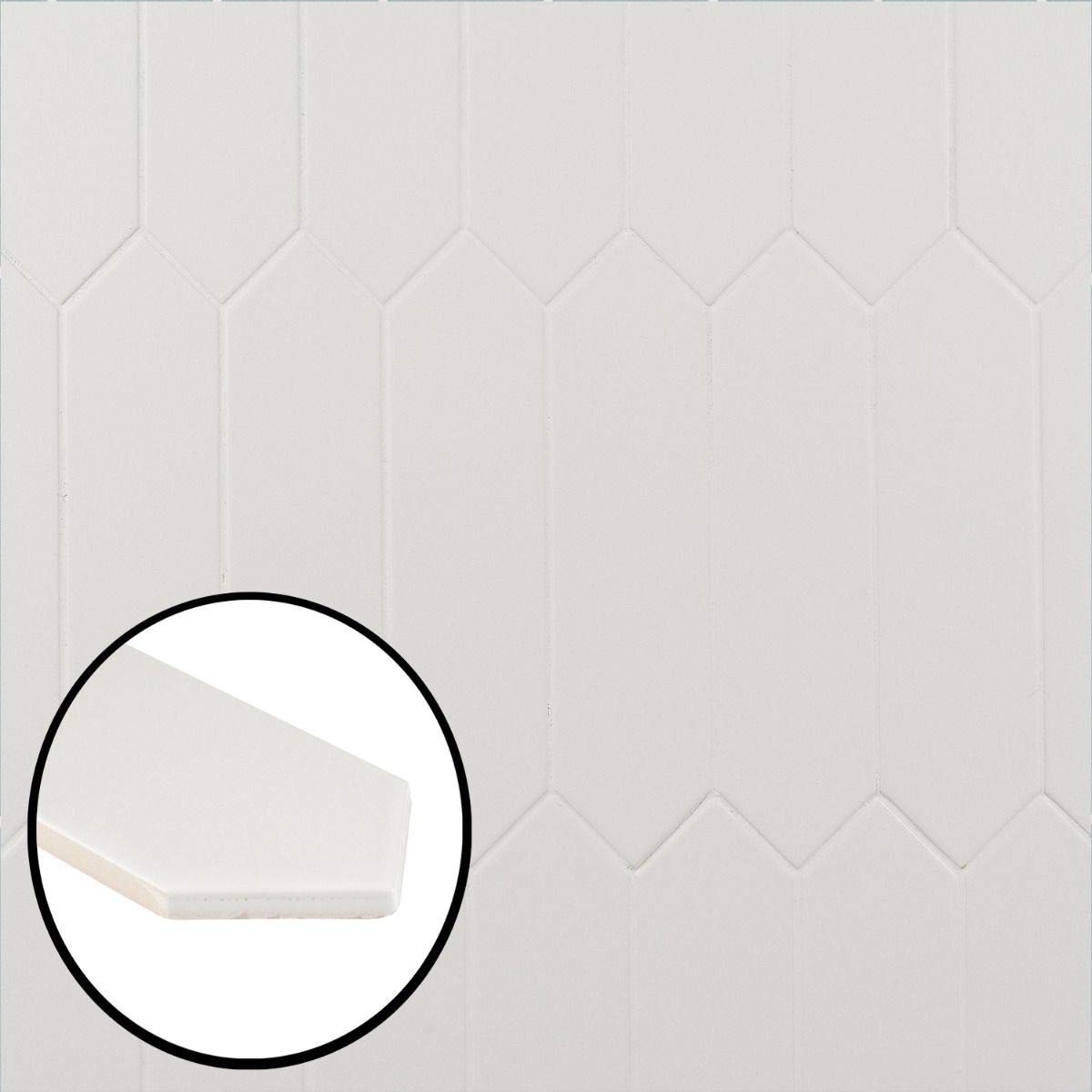 Saloni White 2.95 in. x 11.81 in. Polished Ceramic Backsplash, Kitchen, Bathroom Wall Tile (28 Pieces 5.91 Sq. Ft. / Case)