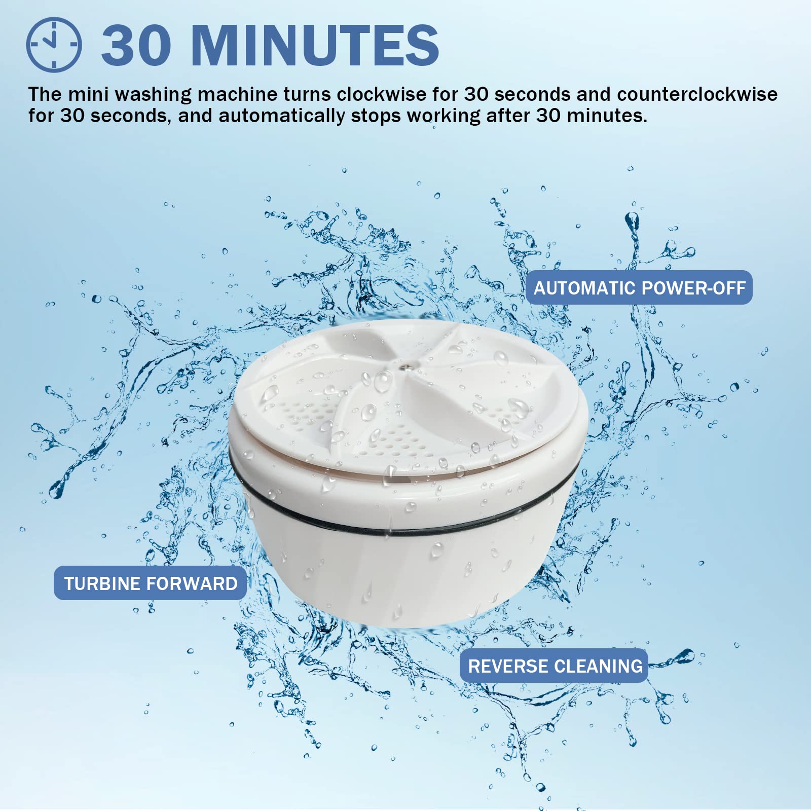 Portable Washing Machine, Mini Washing Machine, Portable Washing Machine for Sink, Turbine Washing Machine with USB, Suitable for Home, Business, Travel, College Room, RVApartment - White