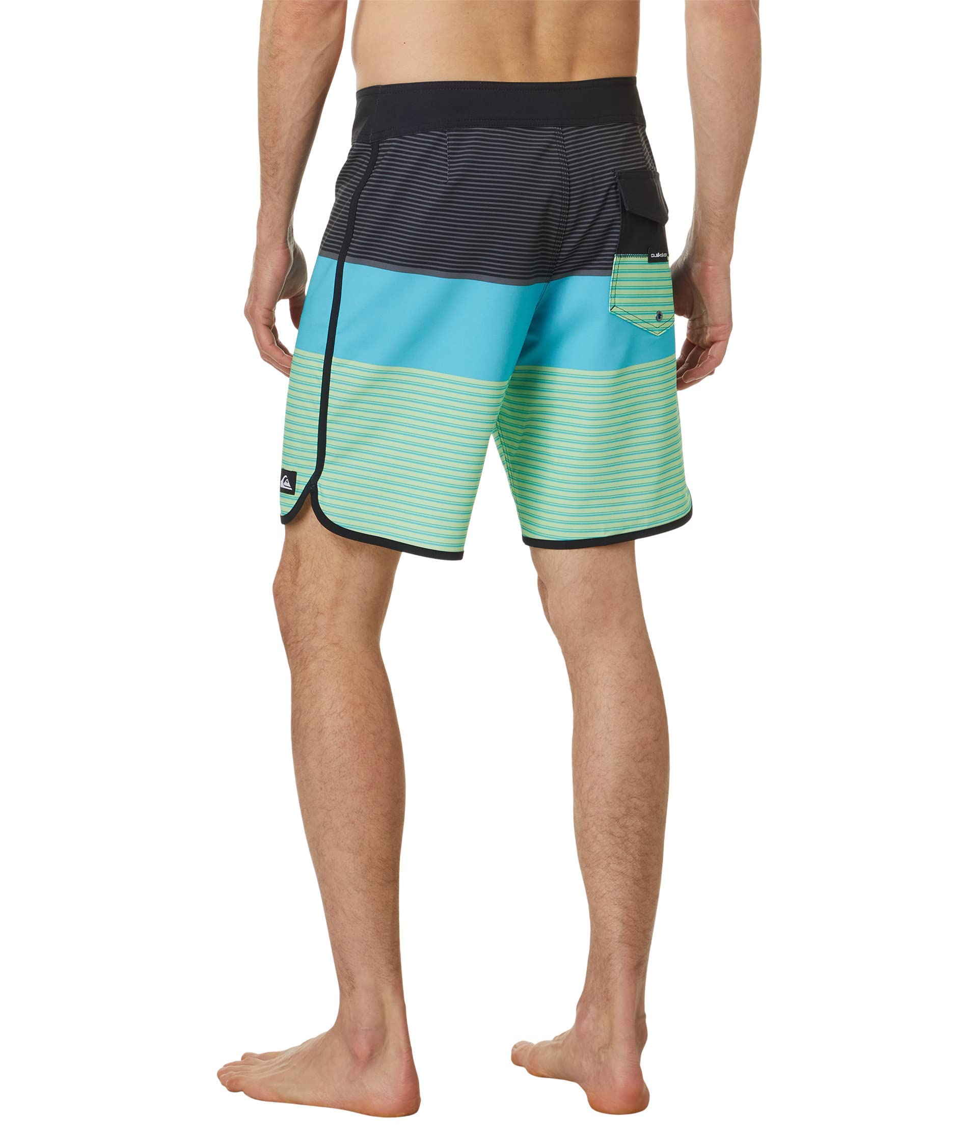 Quiksilver Men's Standard Surfsilk Tijuana 19 Inch Outseam Boardshort Swim Trunk Bathing Suit, Black/Grey Stripe, 36