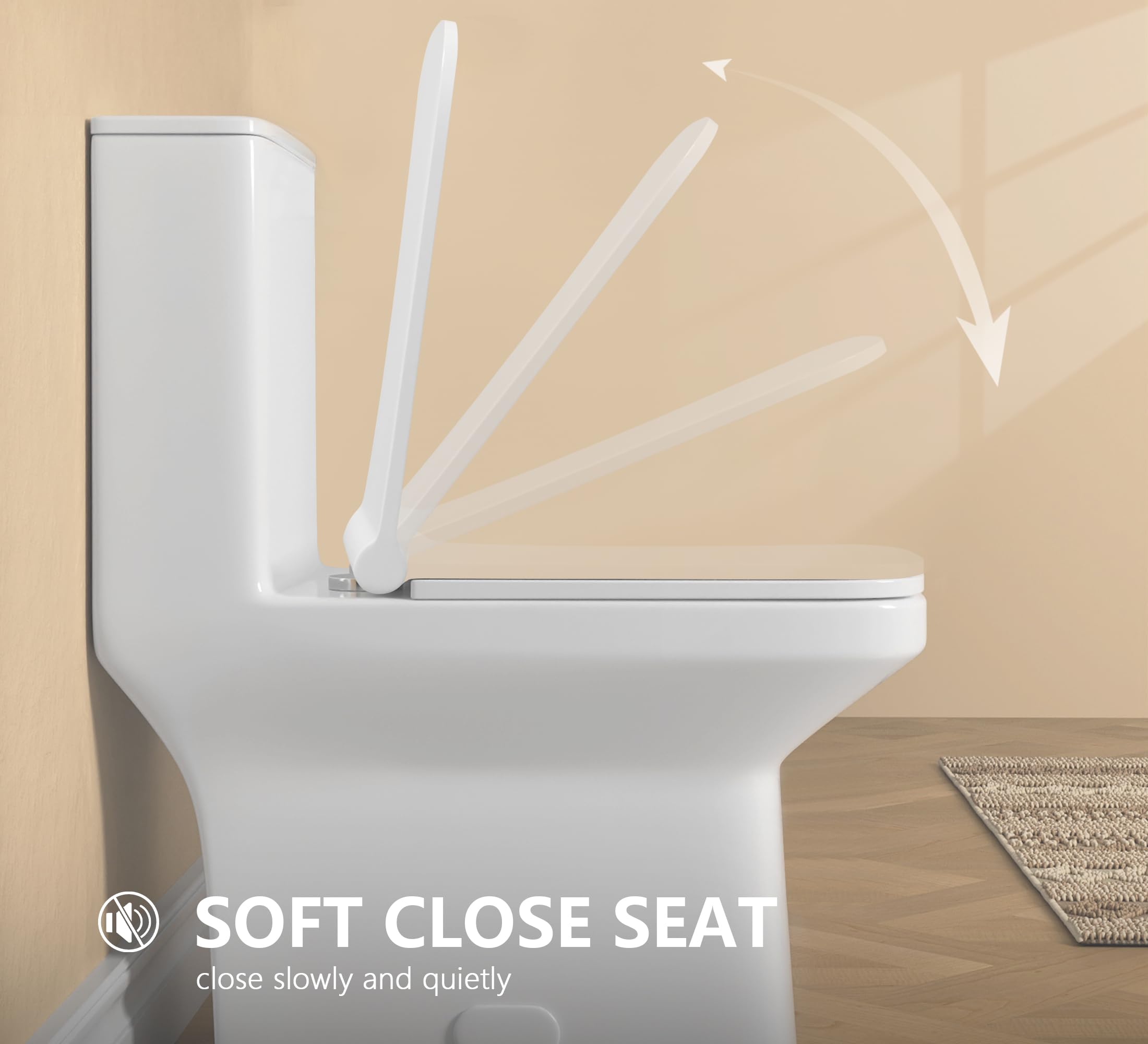 One Piece Toilet, DeerValley DV-1F0071 Modern Elongated Toilet Power Dual Flush 1.1/1.6 GPF Toilet for Bathroom 12" Rough in Rectangular Bowl, 1000g MaP