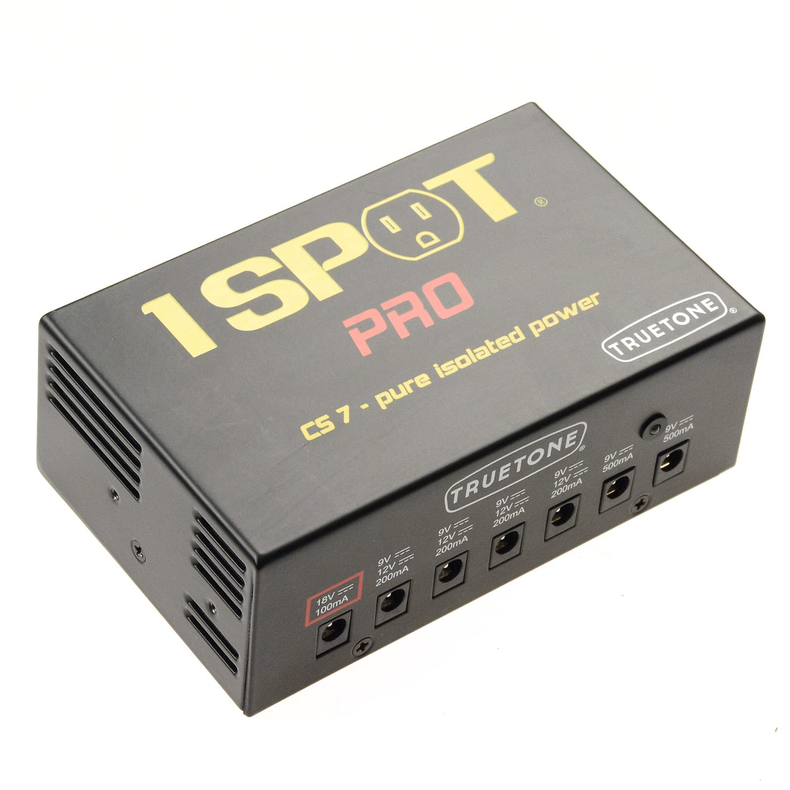 Truetone 1 SPOT PRO CS7 7-output Guitar Pedal Power Supply and Hosa IRG-600.5 Low-Profile Right Angle Guitar Patch Cables (6 Pieces), Black