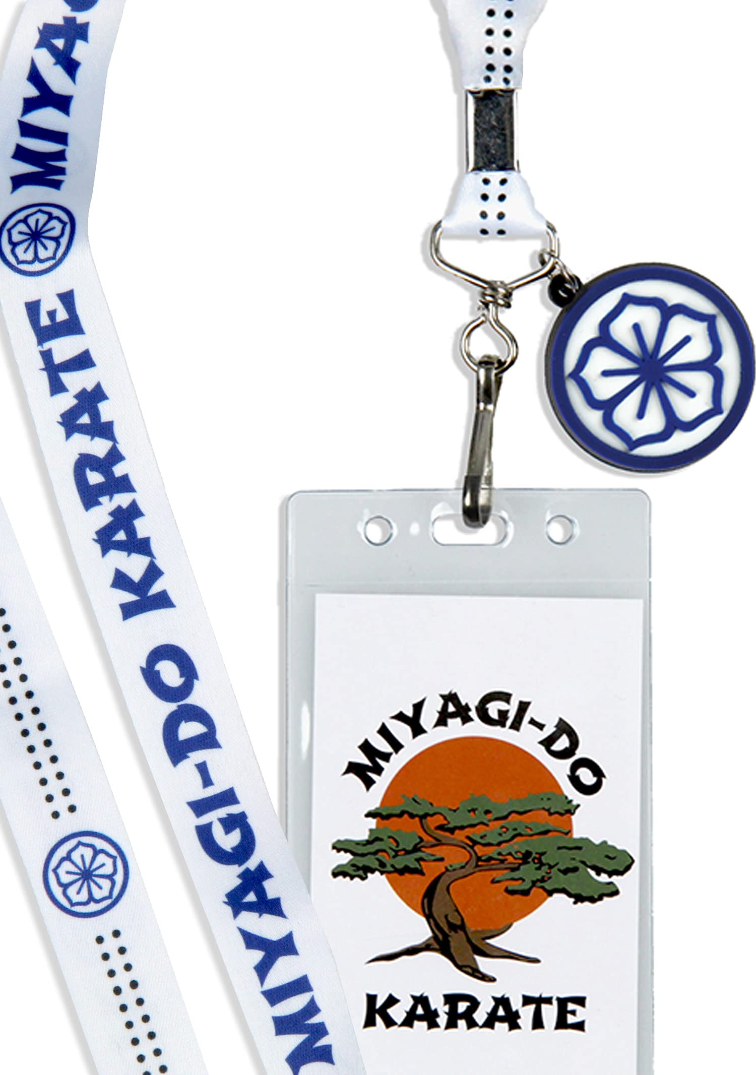 Surreal Entertainment Cobra Kai Miyagi-Do Karate Dojo Lanyard Clear ID Badge Holder, White, One Size