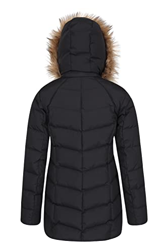 Mountain Warehouse Isla II Womens Down Jacket - Faux Fur Trim Hood Black Womens Size 4 US