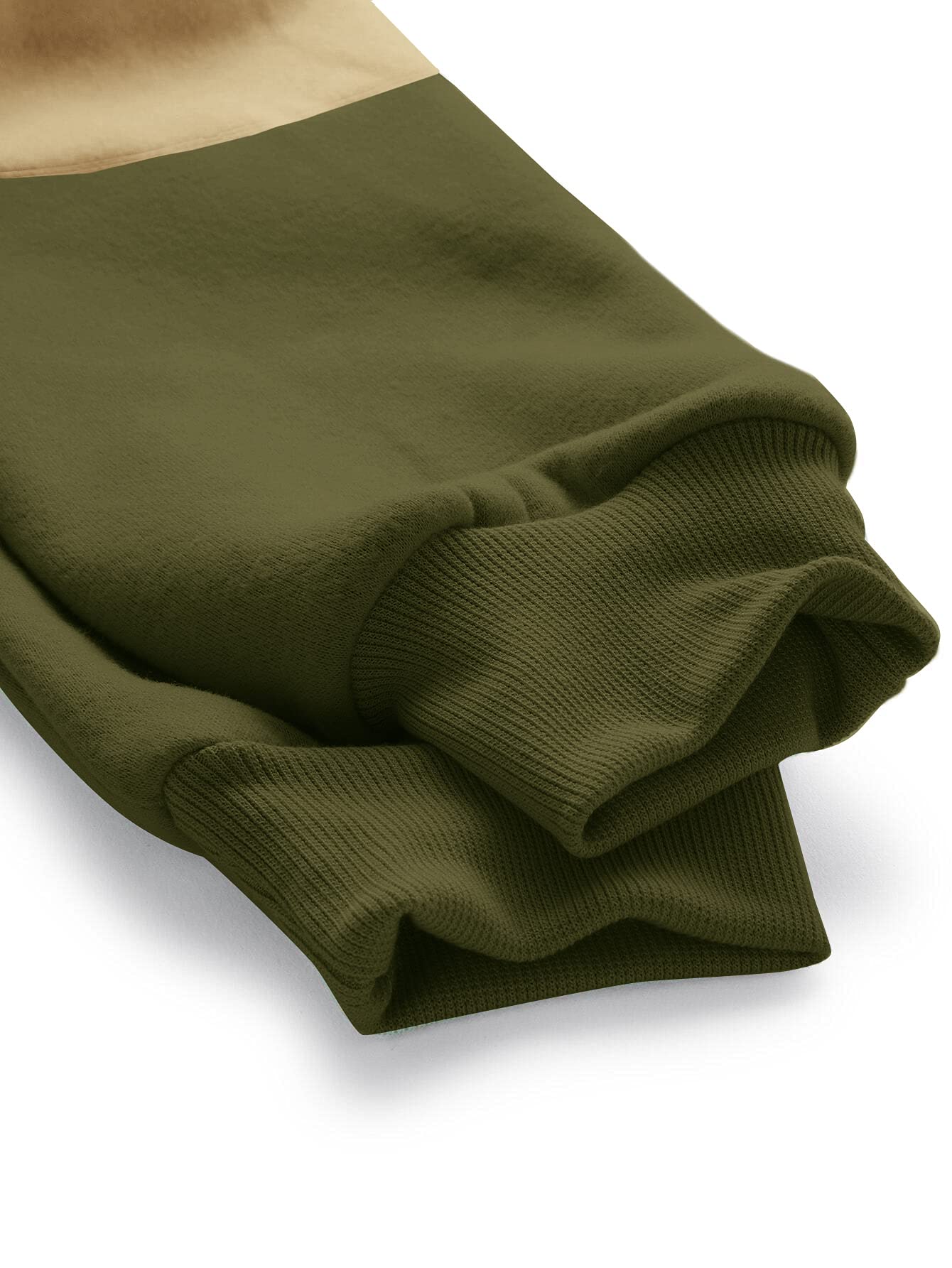 SweatyRocks Women's Long Sleeve Colorblock Pullover Fleece Hoodie Sweatshirt Top Khaki Grey M