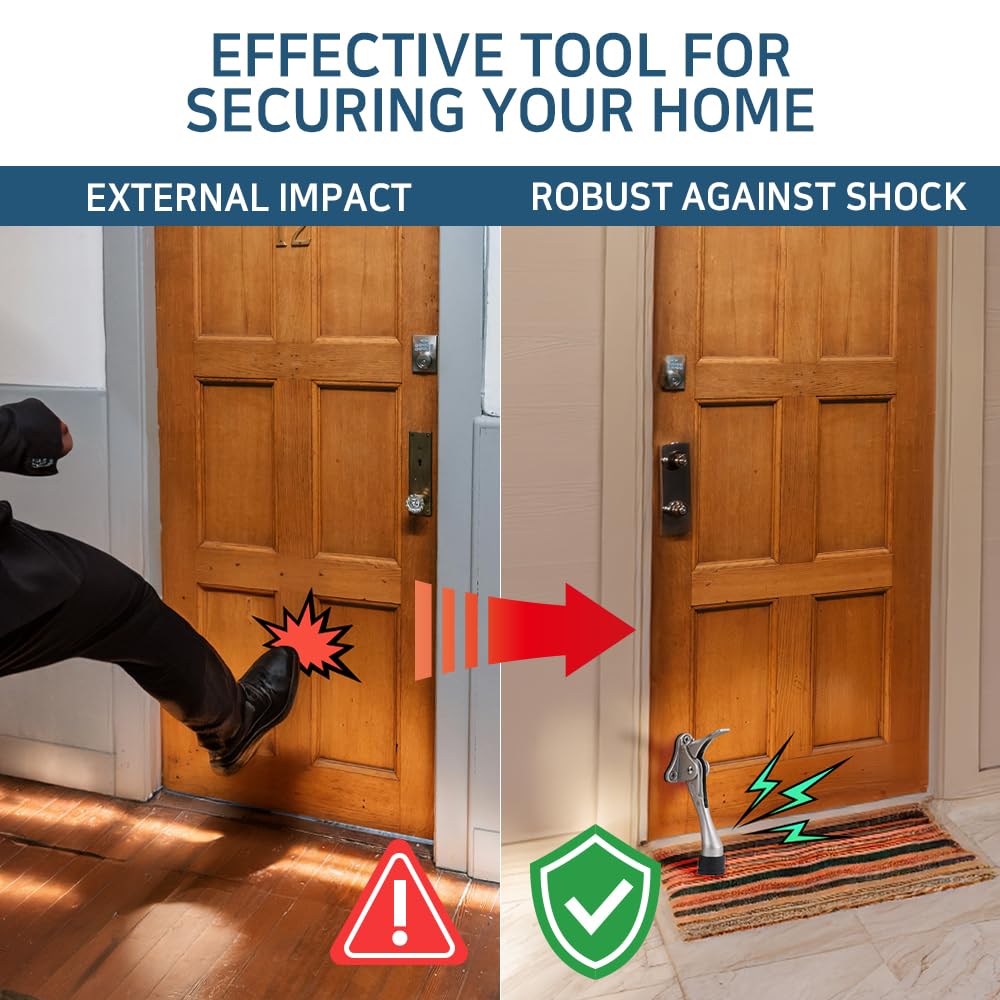 One Touch Kickdown Red Door Stopper, Door Holder, Heavy Duty Door Stops, Bottom of Door, Height-Adjustable Rubber Tips by HASHI (Orange 4 inch x 2pack)