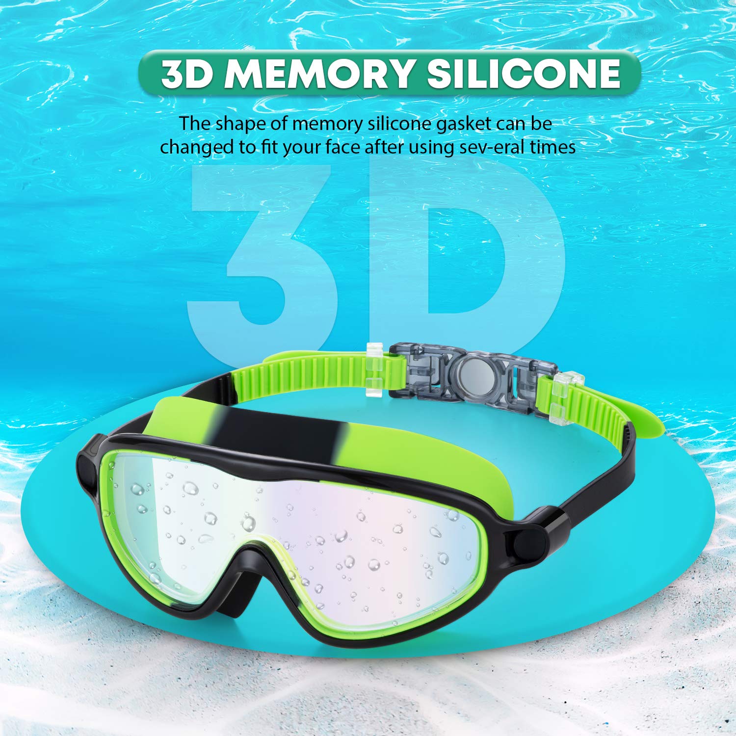 portzon Kids Swim Goggles Anti Fog Swimming Goggles Clear No Leaking for Child