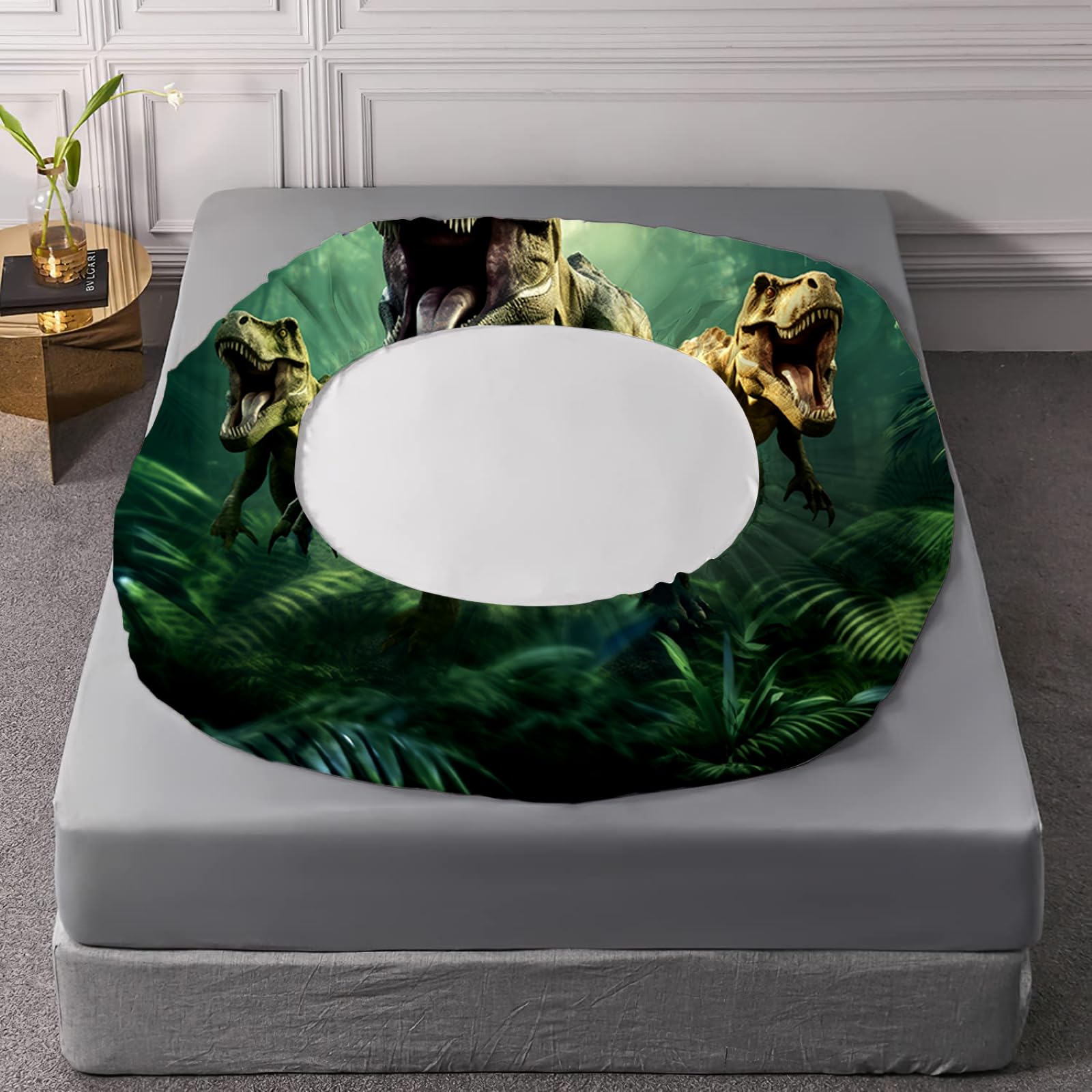 VTKON Dinosaurs Bed Sheets Twin for Boys Easy Care Dinosaur Bedding Set 3D Green Realistic Dinosaur Sheets Kids Soft Microfiber Bedding Sheets Set with 1 Fitted Sheet 1 Flat Sheet and 1 Pillowcase