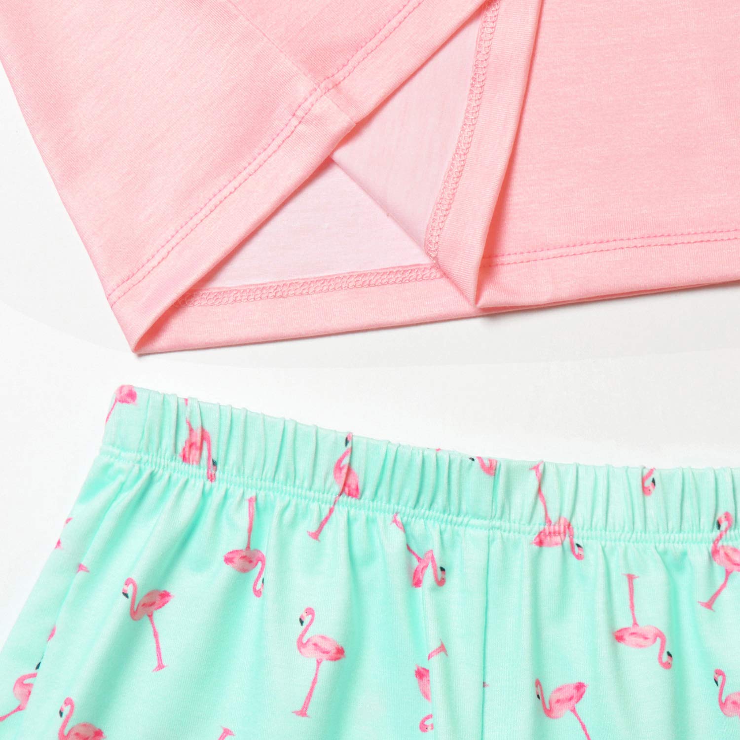 QPANCY Summer Pajamas Matching 18 inch Doll & Girls Size 10 11 Flamingo Pjs Sets Cotton