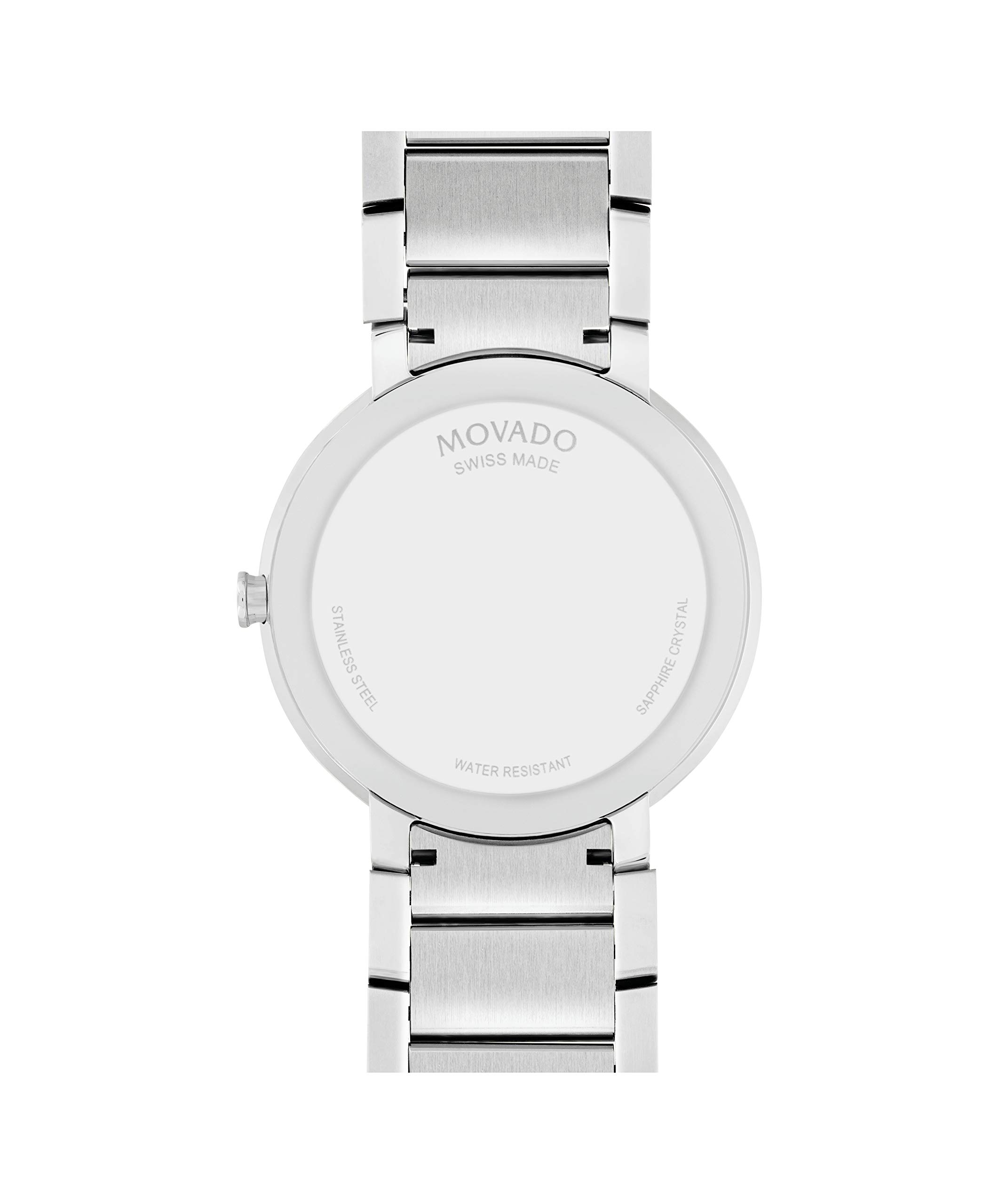 Movado Men's Sapphire Stainless Steel Watch with a Concave Dot Museum Dial, Silver (Model 607178)