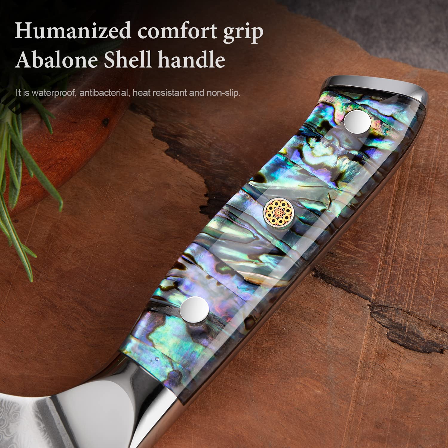 XT XITUO Knife set Knife Professional Kitchen Japanese Knife Set Steel Chef Knife Abalone Shell Handle Santoku Meat Vegetable Cleaver Cut Cutting Vegetable (8PC Chef Knife Set)