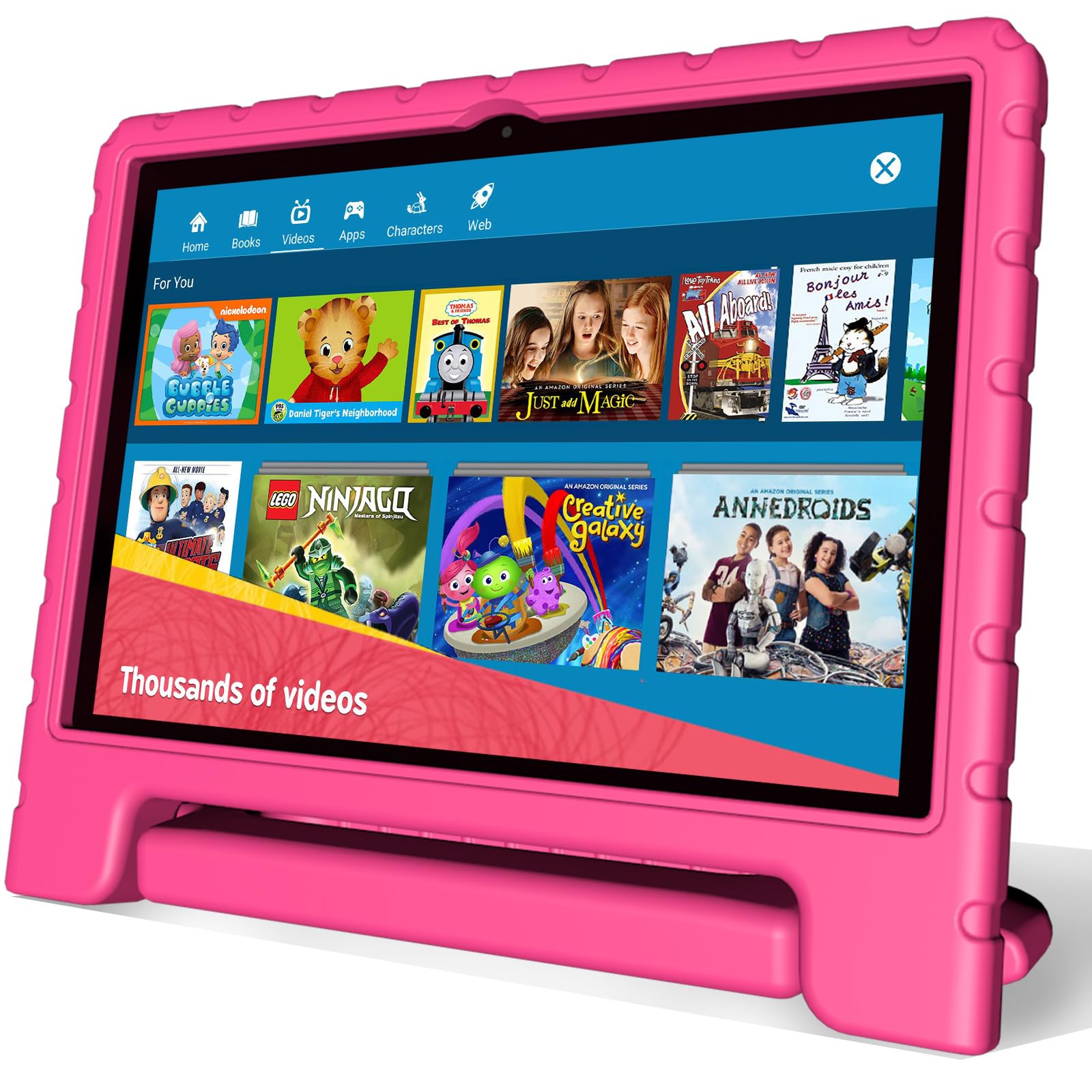 NOBKLEN Kids Tablet 10 Inch, Android 13, 4GB+64GB, 8-Core CPU, WiFi 6, 12H Battery Life, Parental Control, 1280 * 800 HD Display, Dual Cameras, Shockproof Case, Pre-Installed Educational Apps
