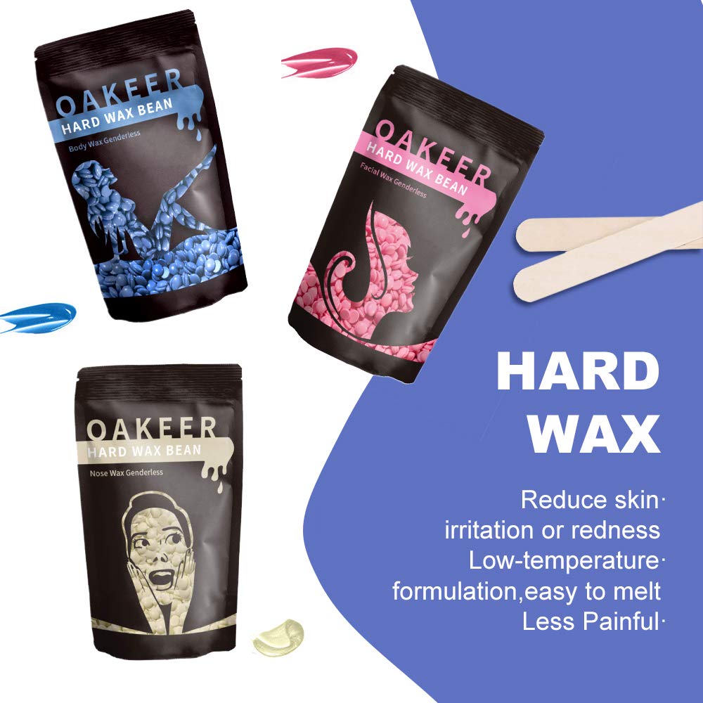 Oakeer Waxing Kit Mini Wax Warmer Painless Hair Removal Body Waxing Designed for Partial Waxing Werewolf Own Waxing at Home,24 Accessories