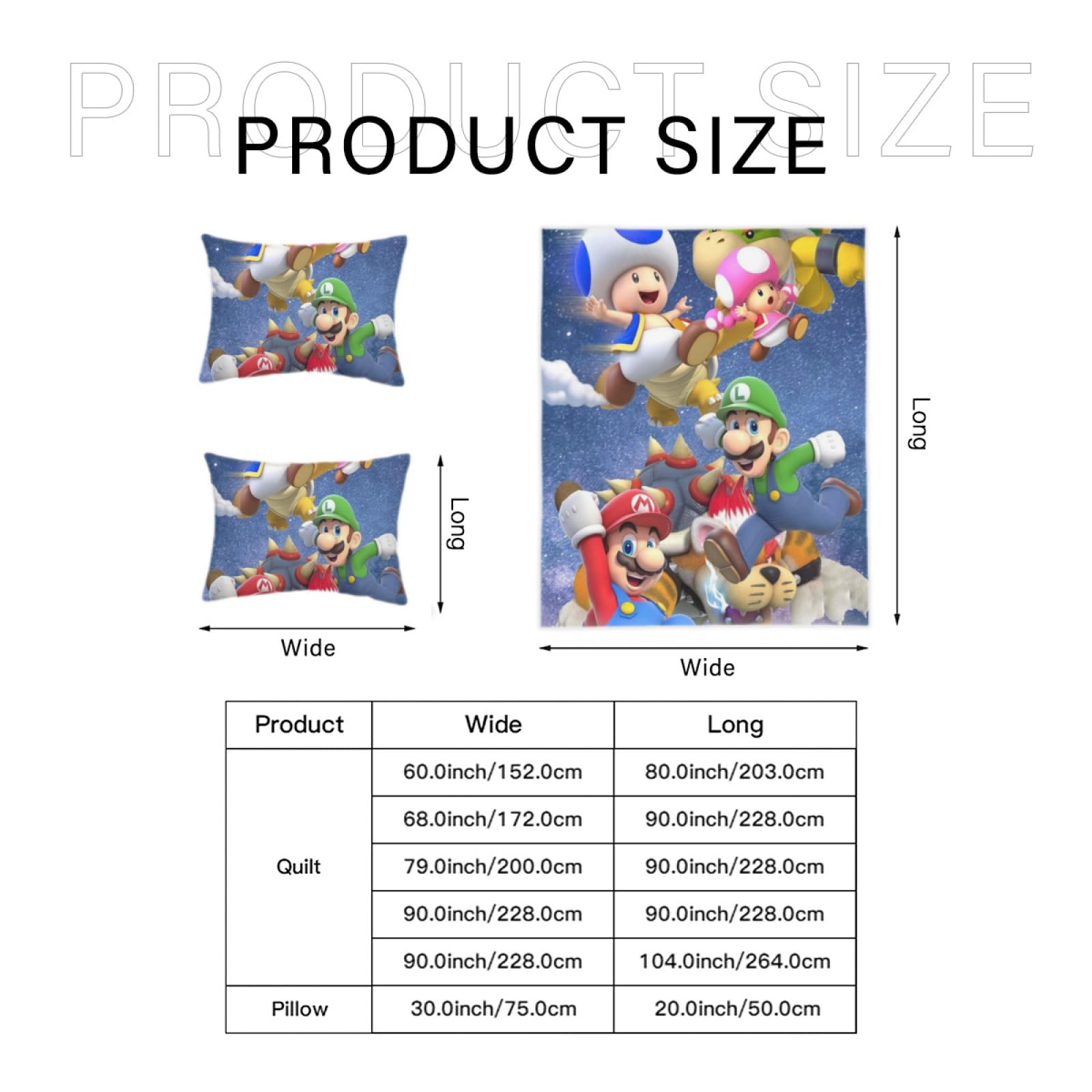 Mario Comforter Set for Girls Kids Twin Size Reversible Bedding Bedroom Collection 3pcs Super Soft Lightweight