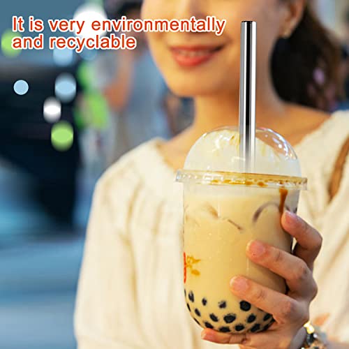 Stainless Steel Straws 8 pcs, Large 265mm (L)* 12mm (D) Straight Straws for 50 Oz Tumblers, Reusable Enviro Friendly straws with 2 Brushes, Clothing Bag Package for Parties/Home/Bar/Inns