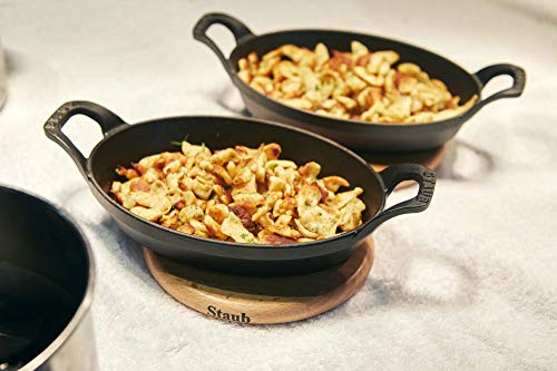 STAUB Oval Magnetic Wood Trivet, 9",Brown