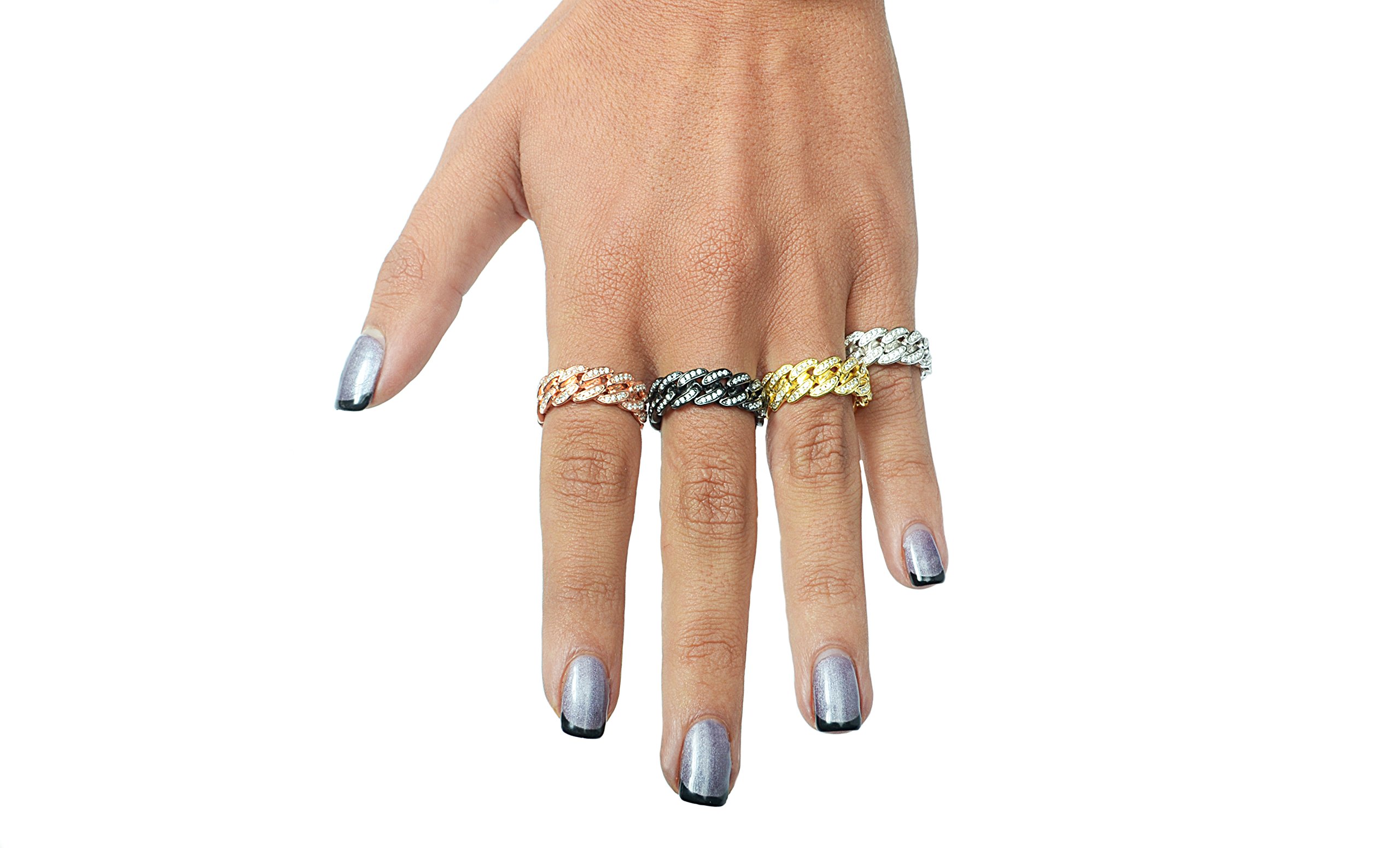 NYC Sterling Women's Sterling Silver Cubic Zirconia Curb Link Ring (sterling-Silver, 6)