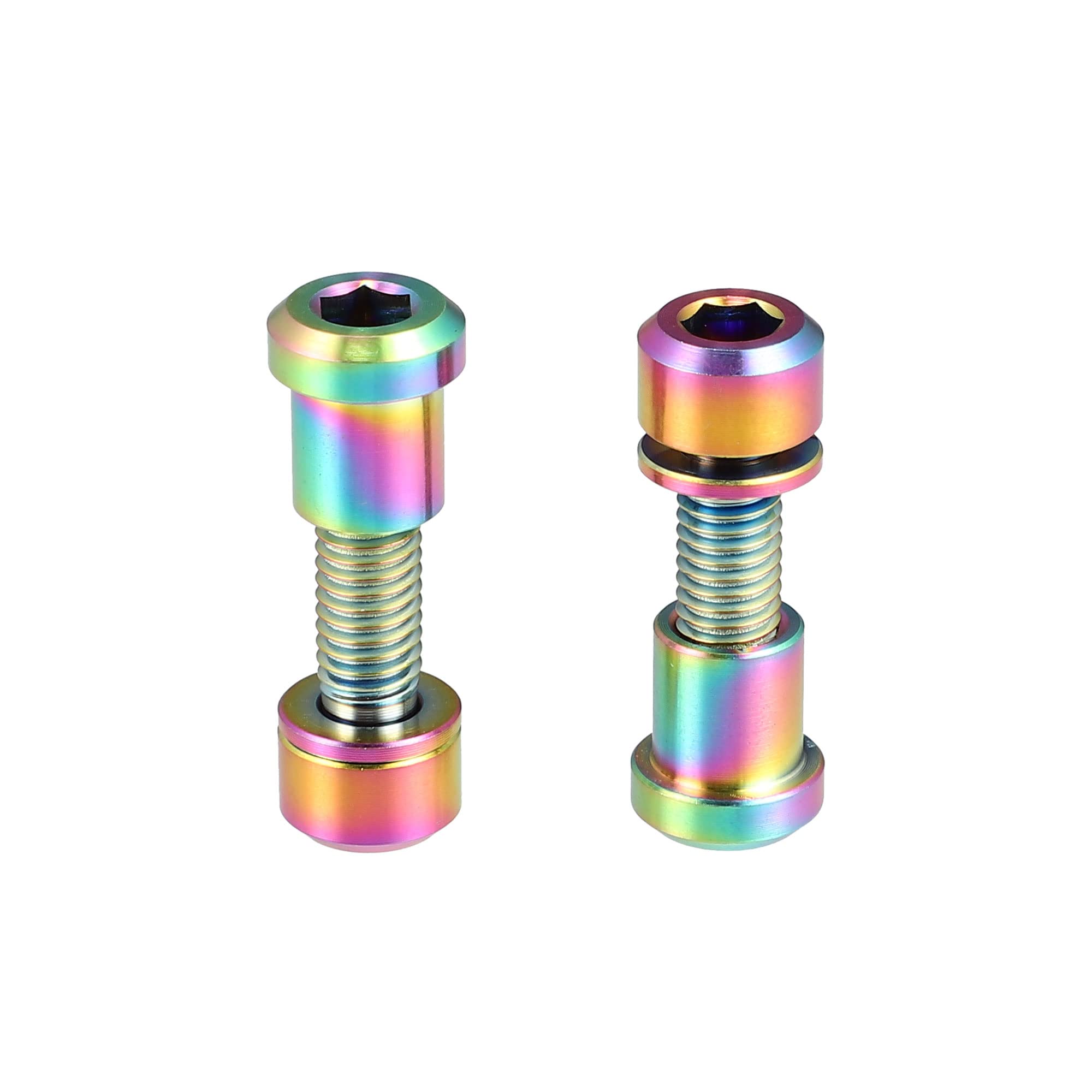 X AUTOHAUX 2pcs M5x18mm Titanium Alloy Bicycle Stem Bolts Hex Socket Head Cap with Steerer Clamp Nut for BMX MTB Road Bike Multicolor
