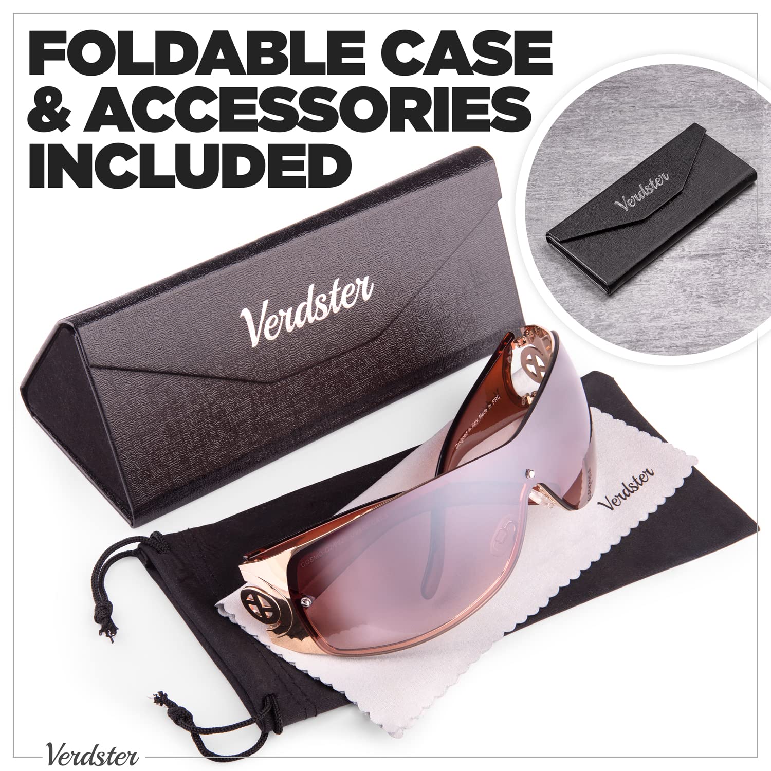 Verdster Sunglasses Womens - Oversized Sunglasses for Women β Ladies Trendy Sun Glasses Wraparound Non Polarized Sunnies β Large Y2K Shield Shades - Cosmo Brown