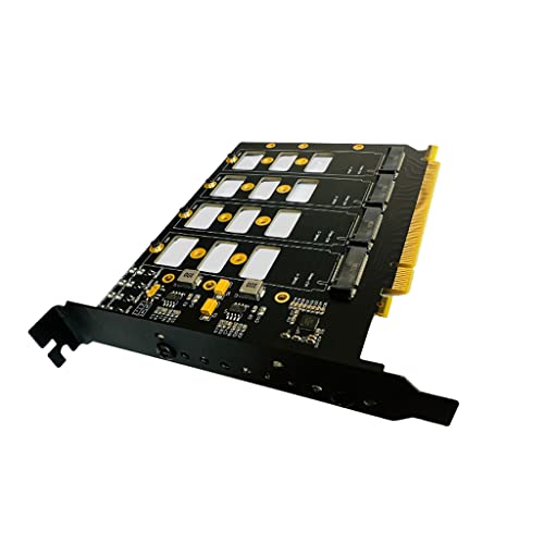XT-XINTE PCI-E 4.0 4x4 to M.2 4-Bays Expansion Card for M.2 NVMe Solid State Drive 2242 2260 2280 SSD PCIe X16 4.0 Gen 4 Adapter Card