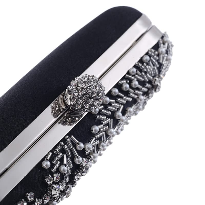 WSSBK Women's Clutch Bag Crystal Pearl Clutch Purse Handbag Embroidery Evening Bag Wedding Bag for Bridal Shoulder Bag
