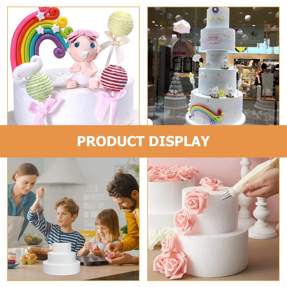 SHERCHPRY 4pcs Craft Shapes Foam Wedding Decor Cake Decorating Foams Cake Simulated Cake Model Cake Practice Round Cake Dummies 6 Cake Tier Faux White Flowers Practice Tools To Rotate