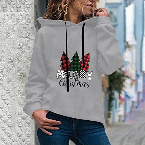 Women's Pullover Loose Hoodies Spring and Autumn Christmas Printing Casual Tops Fashion Long Sleeve Sweatshirt