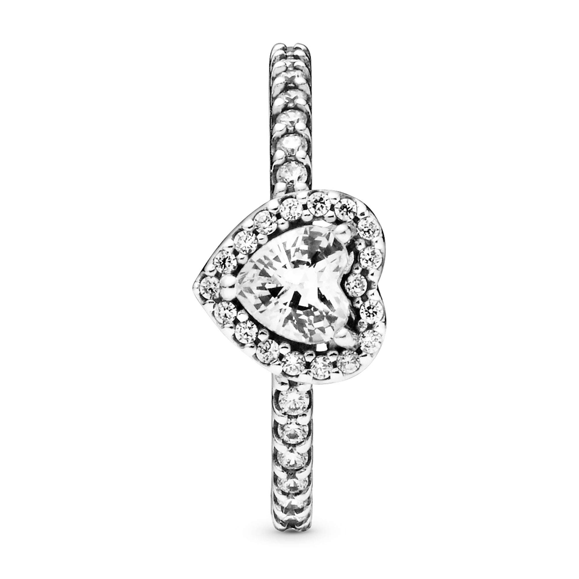 Pandora Elevated Heart Ring - Promise Ring for Women - Layering or Stackable Ring - Gift for Her - Sterling Silver with Clear Cubic Zirconia - Size 7
