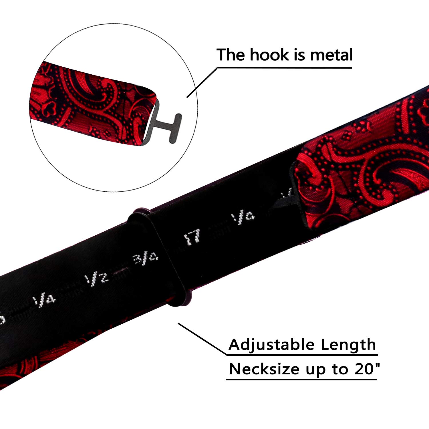 Men's Paisley Jacquard Self Bow Tie with Hanky Set(Wine Red)