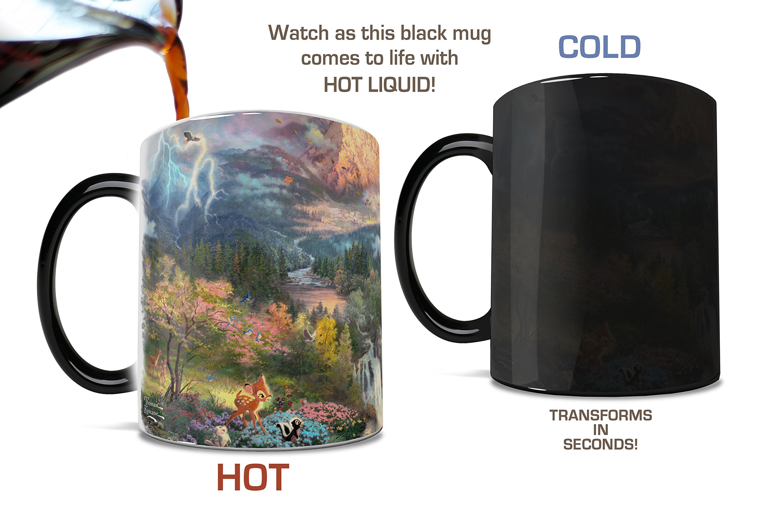 Morphing Mugs Disney - Bambi - Thomas Kinkade - One 11 oz Color Changing Heat Sensitive Ceramic Mug – Image Revealed When HOT Liquid Is Added!