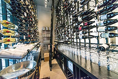 VintageView Wall Series-Stemware Wall Mounted Wine Glass Rack (Chrome Plated) Stylish Modern Wine Storage with Label Forward Design
