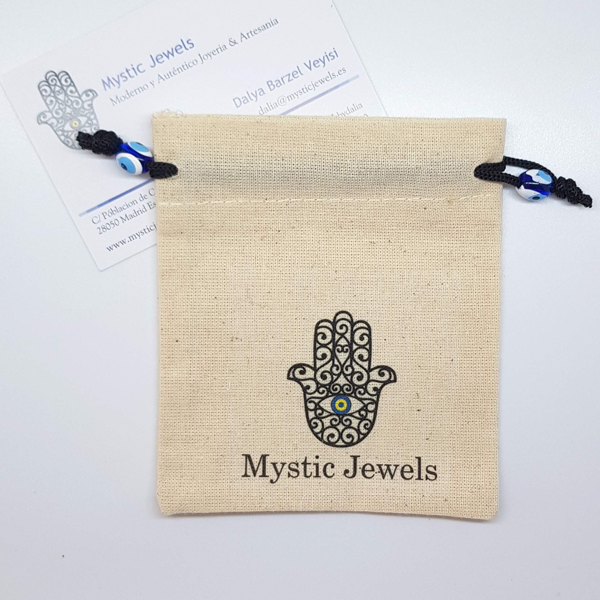 MYSTIC JEWELS By Dalia - 925 Sterling Silver Glass Evil Eye Drop Shape Filigree Pendant with Silver Chain