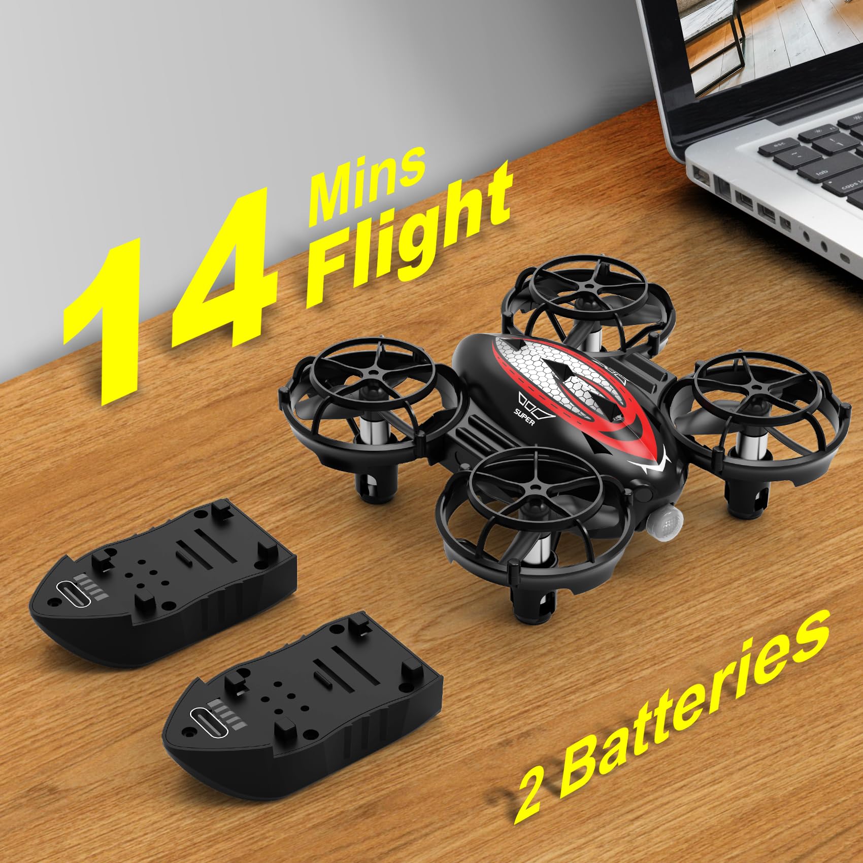 Mini Drone for kids and Beginners RC Quadcopter Indoor Small Helicopter Plane with Auto Hovering, 3D Flip, Headless Mode and 2 Batteries, Toy for kids