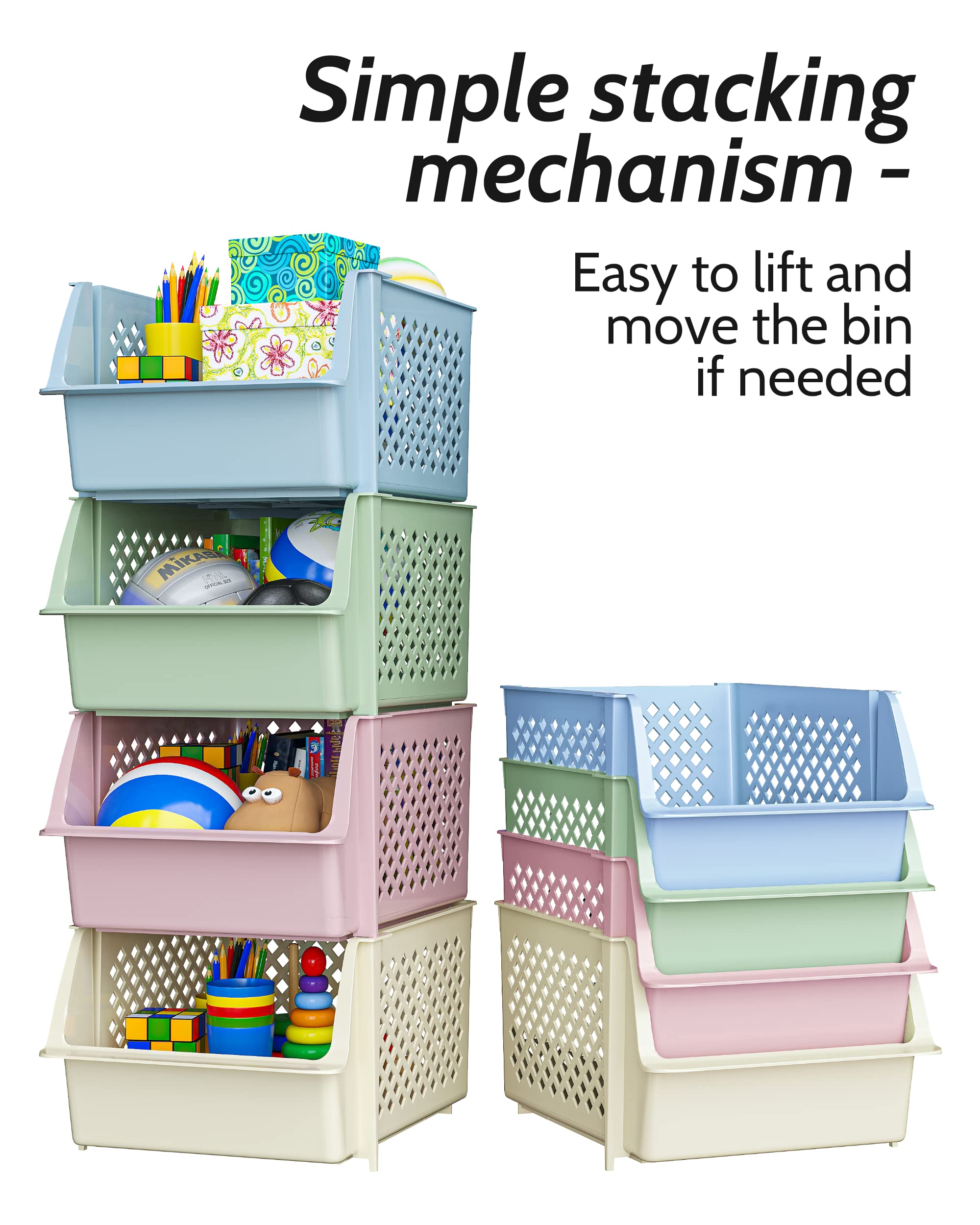 Skywin Stackable Storage Bins for Pantry - 8 Pack Stackable Bins For Organizing Food, Kitchen, and Bathroom Essentials (Multi)