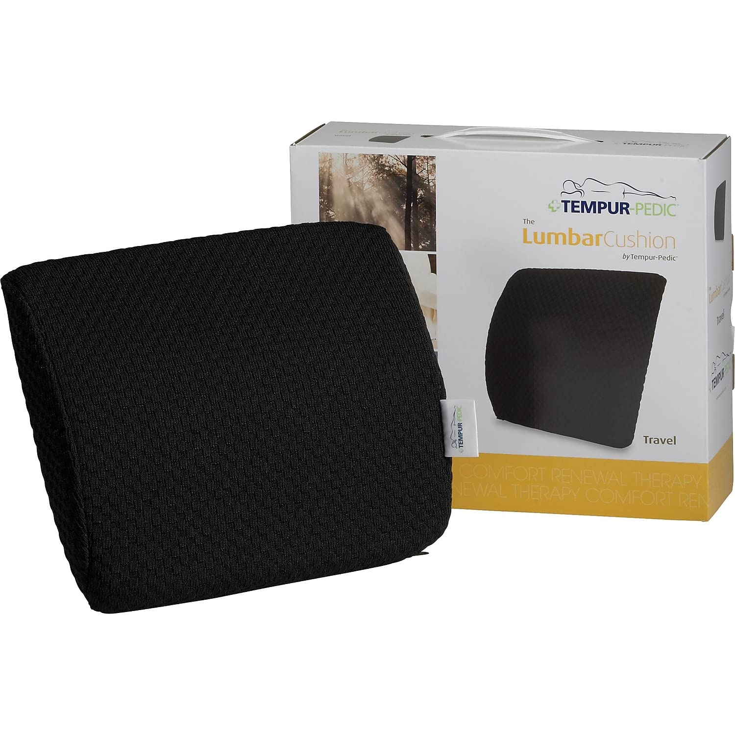 Tempur-pedic Travel Lumbar Cushion with Fabric Cover, Black