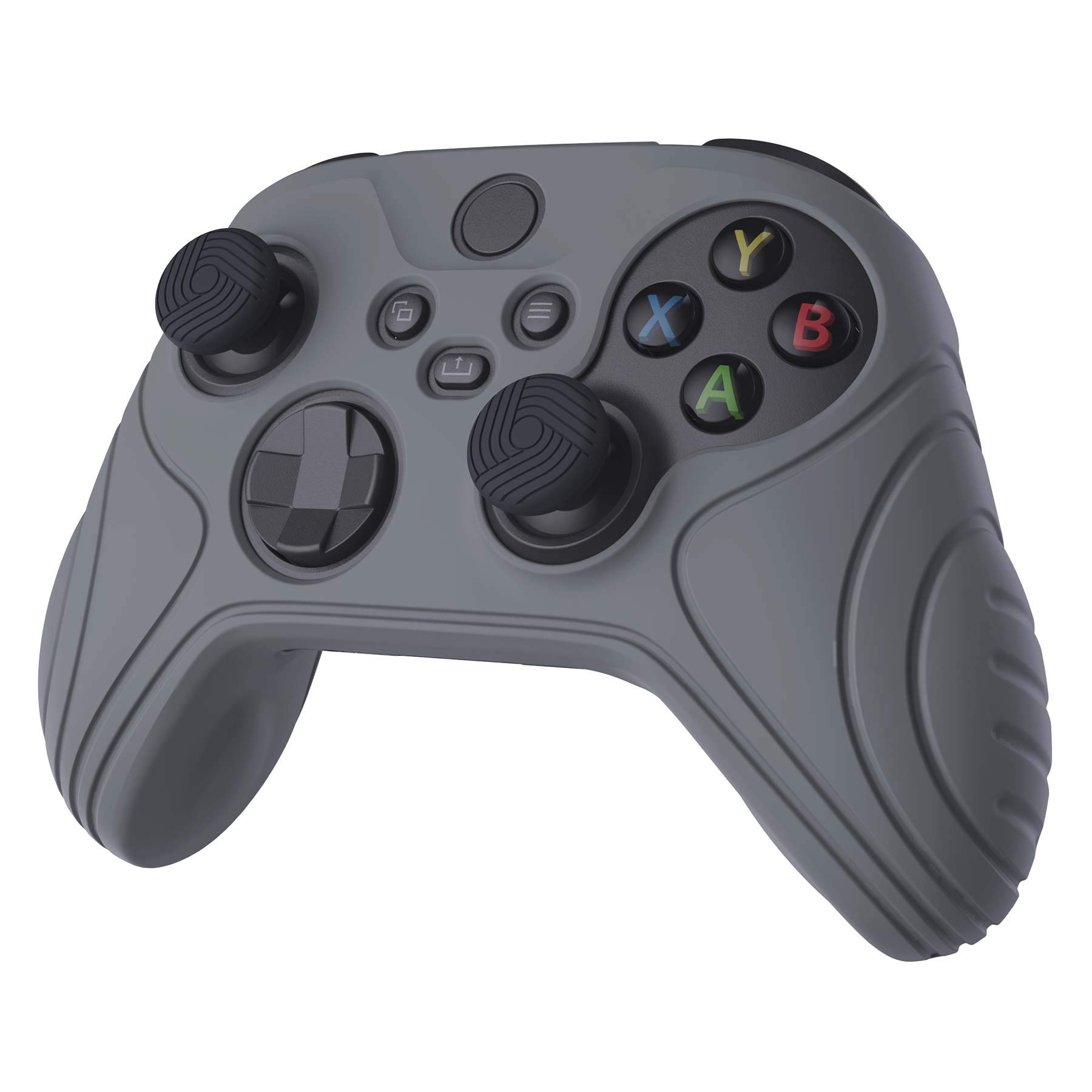 PlayVital Samurai Edition Gray Anti-Slip Controller Grip Silicone Skin, Ergonomic Soft Rubber Protective Case Cover for Xbox Series S/X Controller with Black Thumb Stick Caps